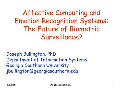 Ppt Affective Computing And Emotion Recognition Systems The Future
