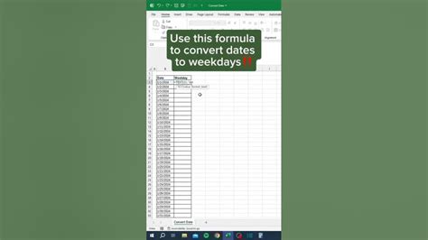 Convert Dates Into Weekdays Excel Exceltips Exceltricks