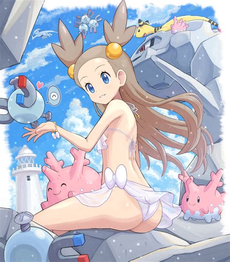 Rule 34 Ampharos Arm Ornament Brown Hair Closed Mouth Clouds Coil Pokemon Corsola Haganeil