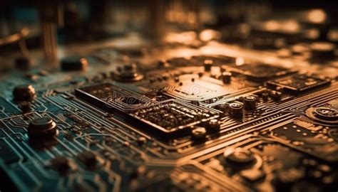 Complexity Of Computer Chip Circuit Board Macro Generated By Ai Stock
