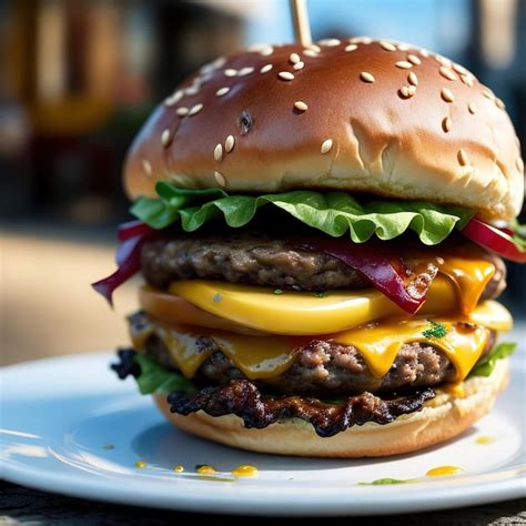 Premium Ai Image Big Juicy Hamburger