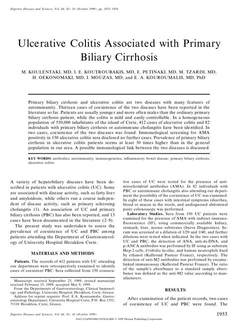 Pdf Ulcerative Colitis Associated With Primary Biliary Cirrhosis