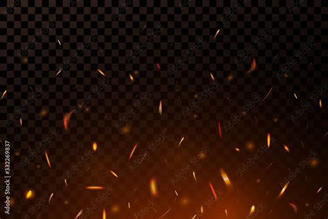 Vetor De Fire Sparks On Dark Transparent Background Flying Up Sparks