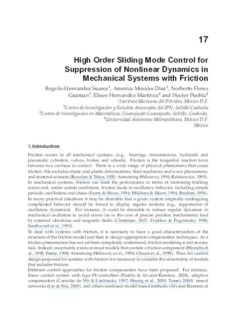 Pdf High Order Sliding Mode Control For Suppression Of Nonlinear