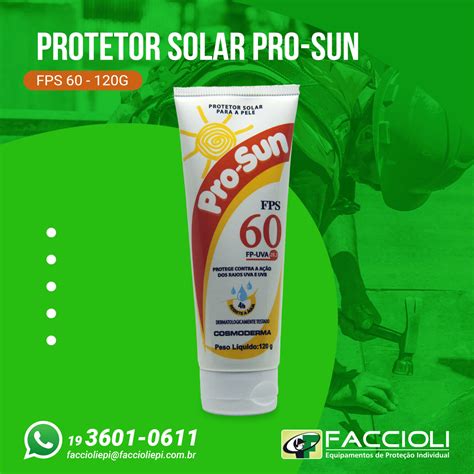 Protetor Solar Fps 60 Pro Sun Faccioli Epi