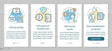 의료 서비스 혜택 온보딩 모바일 앱 페이지 화면 벡터 템플릿 개념에 대한 스톡 벡터 아트 및 기타 이미지 개념 개발 건강 진단 Istock