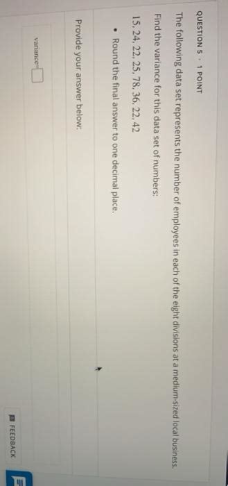 solved question 5 1 point the following data set