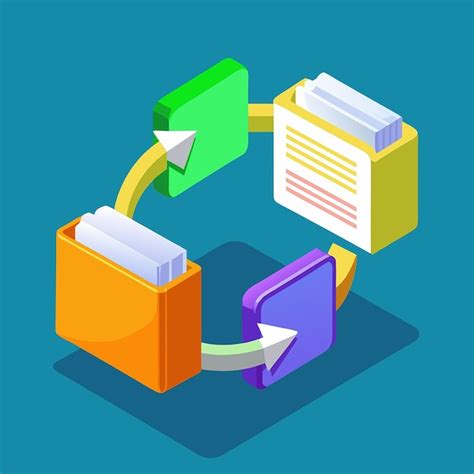 File Transfer Concept Two Folder With Document And Files Transfering 3d
