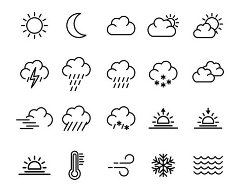 Premium Vector Weather Icons Set Linear Style Clouds Logo And Sign Collection Weather Forecast
