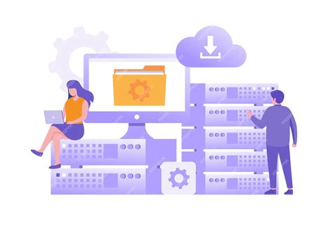Premium Vector Data Server Concept Storage Technology Cloud System Database Template Of People