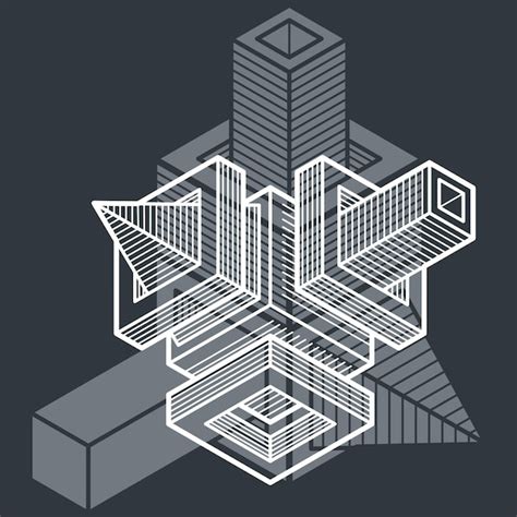 Premium Vector Engineering Three Dimensional Construction Abstract Vector Trigonometric Shape