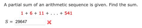 Solved Find The Partial Sum Sn Of The Arithmetic Sequence