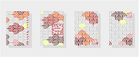 커버에 대 한 세련 된 현대적인 디자인 서식 파일의 집합입니다 국립 동양 패턴 잉어 잉어의 다 색된 물고기 비늘 벡터 일러스트입니다 3차원 형태에 대한 스톡 벡터 아트 및