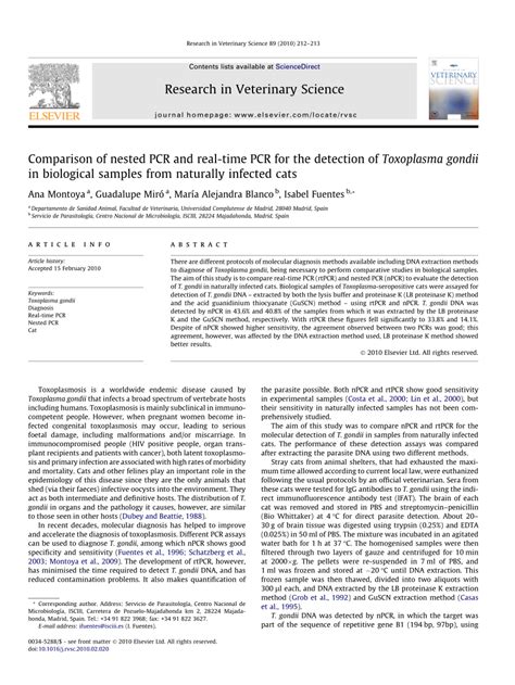 Pdf Comparison Of Nested Pcr And Real Time Pcr For The Detection Of