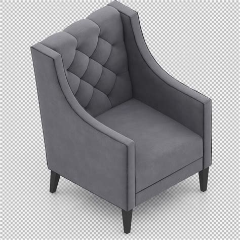 아이소 메트릭 안락 의자의 3d 렌더링 프리미엄 Psd 파일