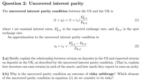 Question Uncovered Interest Parity The Uncovered Chegg