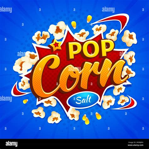 Cartoon Movie Pop Corn Burst Popcorn Snack Explosion Vector Poster