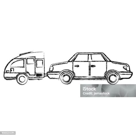 汽車側視車拖車向量圖形及更多汽車圖片 汽車 草圖 交通 Istock