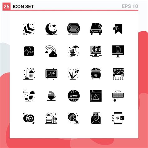 Set Of 25 Vector Solid Glyphs On Grid For Slash No Business Disabled Pitch Editable Vector