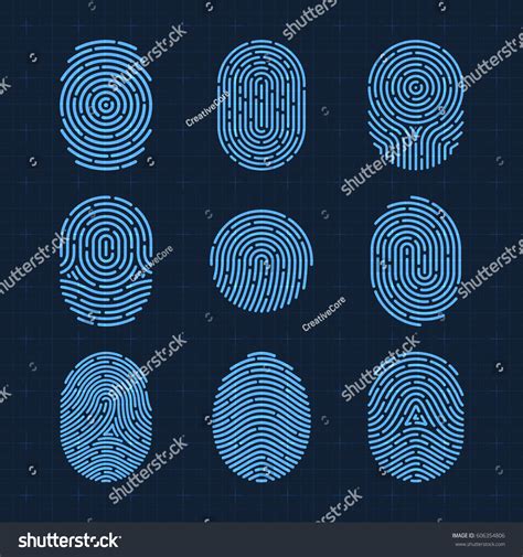 Vector Fingerprint Icons Set Isolated Scifi Stock Vector Royalty Free 606354806 Shutterstock