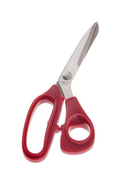 Premium Photo Red Scissors On White Background