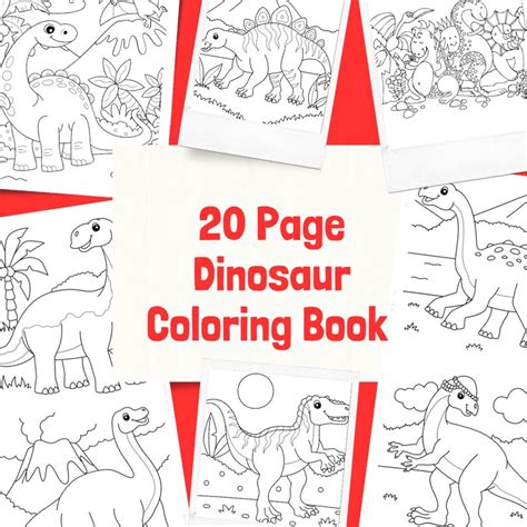 Jurassic Coloring Book Prehistoric Dinosaur Fun Whimsical Etsy