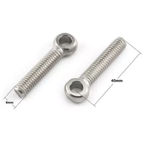 6PCS 304 STAINLESS Steel Lifting Ring Eye Bolt M6x40mm Ring Screw