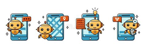 Using Ai Chat Bot Assistant For Online Applications Cartoon Vector Illustrations Stock Vector