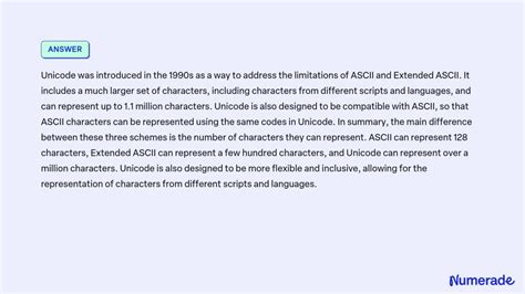Solved Why Unicode Scheme Was Introduced After Ascii And Extended Ascii What Is The Difference