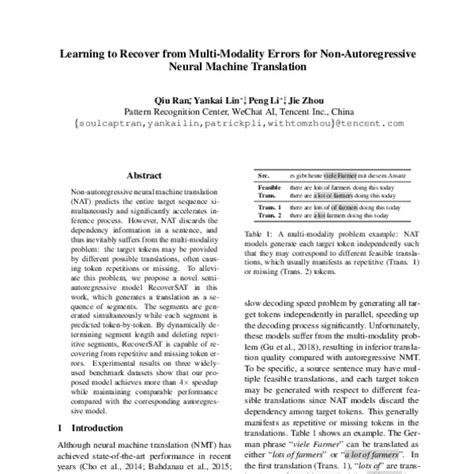 Learning To Recover From Multi Modality Errors For Non Autoregressive