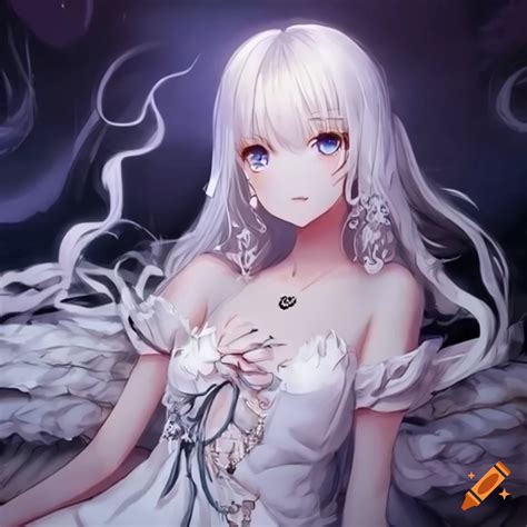 Anime Girl In Elegant White Dress On Craiyon
