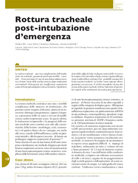Pdf Tracheal Rupture Post Emergency Intubation