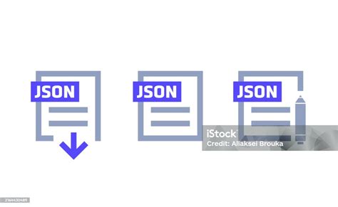 Json Format Download File Edit Document Icons Stock Illustration