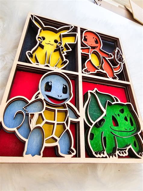 Svg Dxf Ai File For 3d Pokémon Wall Art Laser Cut Decor Featuring