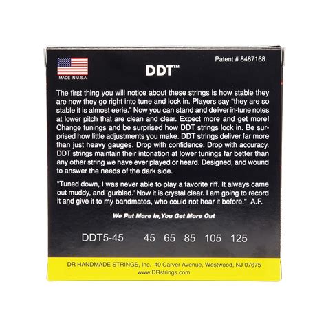 Dr Strings Ddt5 45 Ddt Drop Down Tuning Bass Strings 5 String 45 125 At Gear4music
