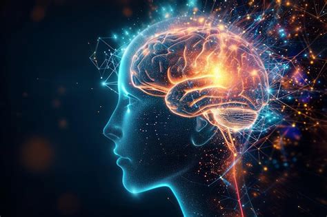 Premium Ai Image A Profile Of A Human Head With A Brain Illuminated