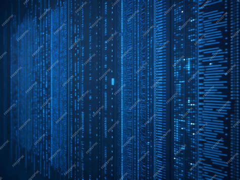 blue digital binary data on computer screen background premium ai