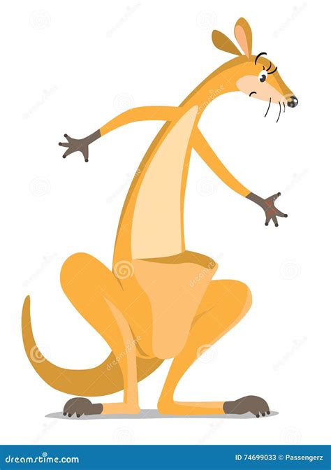 Sad Looking Kangaroo Standing On White Background Royalty Free Cartoon