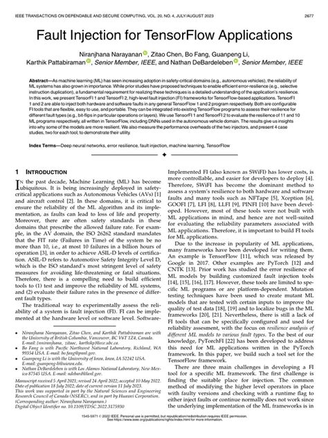 Fault Injection For Tensorflow Applications Pdf Machine Learning Deep Learning