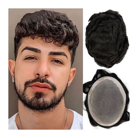 Fine Mono Npu Mens European Human Hairhuman Hair Men Toupee Wigs