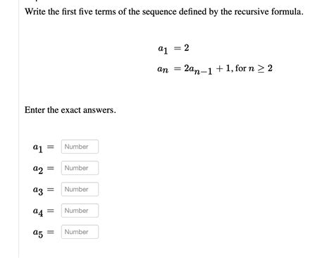 Solved Write the first five terms of the sequence defined by | Chegg.com