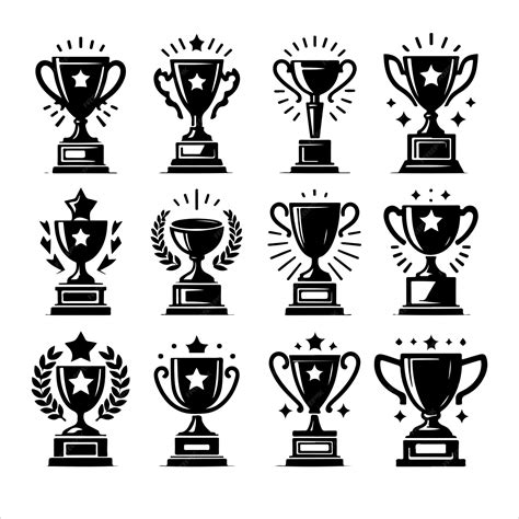 Premium Vector Trophy Icon Set Vector Award Cups Vector Set Trophy