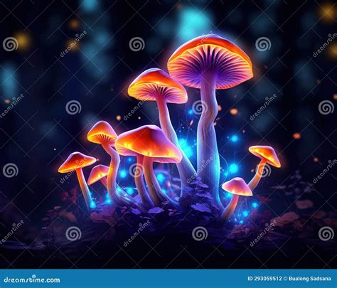 Neon Toadstools Glow In The Dark Royalty Free Illustration