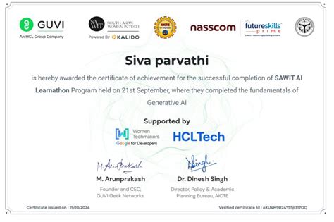 Siva Parvathi On Linkedin Generativeai Sawitai Guvi Learning Ai