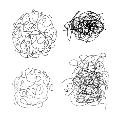 Rabisco Abstrato Emaranhado Elementos De Doodle De Linha Desenhada