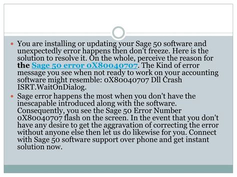 PPT Error 0x80040707 When Installing Sage 50 PowerPoint Presentation