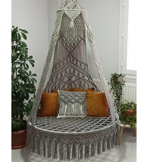 Macrame Hammock Chair Macrame Round Swing Hanging Cotton Etsy Artofit
