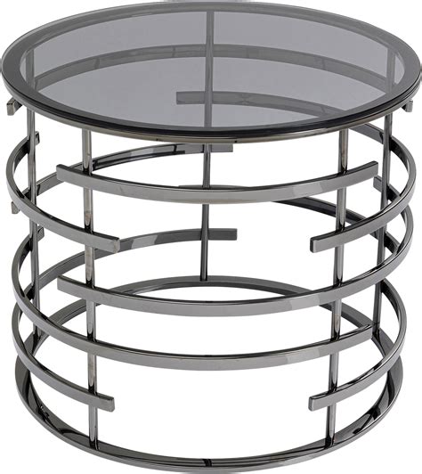 Stolik kawowy okrągły blat szklany podstawa metalowa czarna Ø60x50 cm