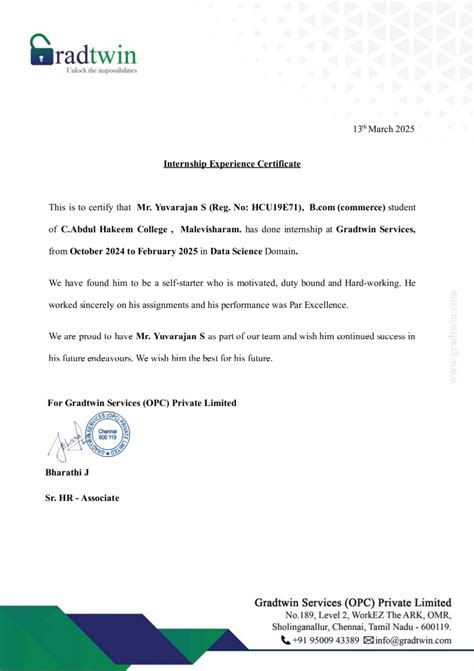 Datascience Internship Gradtwin Careergrowth Dataanalysis… Yuvarajan S