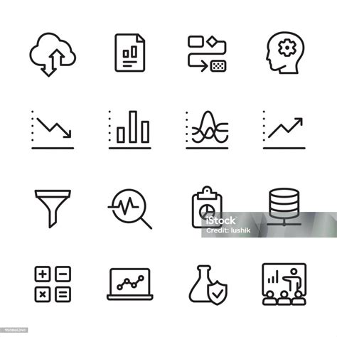 Data Analytics Outline Icon Set Stock Illustration Download Image Now